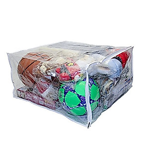 Oreh Homewares Jumbo Heavy Duty Vinyl Zippered Storage Bags (Clear) for Sweaters, Blankets, Comforters, Bedding Sets and Much More! (23" x 23" x 12", 27.5 Gallon) 10-Pack