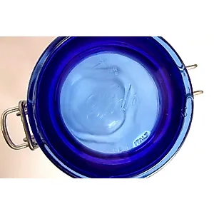 Bormioli Rocco Bormioli Rocco Set OF 2 Fido Square Jars With Blue Bail And Trigger Lids, 50-3/4-ounc, 50.75oz