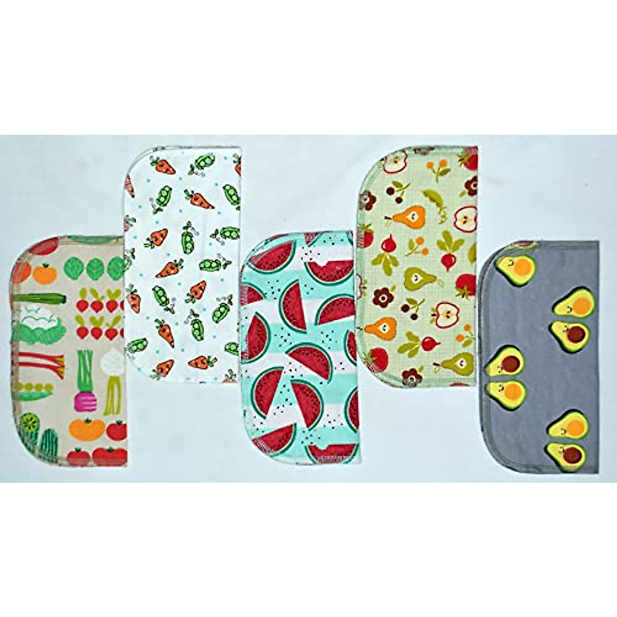 2 Ply Printed Flannel 8x8 Inches Set of 5 Little Wipes Farmers Market