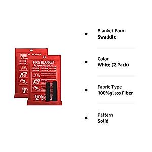 Fire Blanket Fire Guardian Blanket and Fire Blanket Fire Suppression Blankets for Kitchen, Bedroom, People- Energency Safety (40"x40") (White (2 Pack))