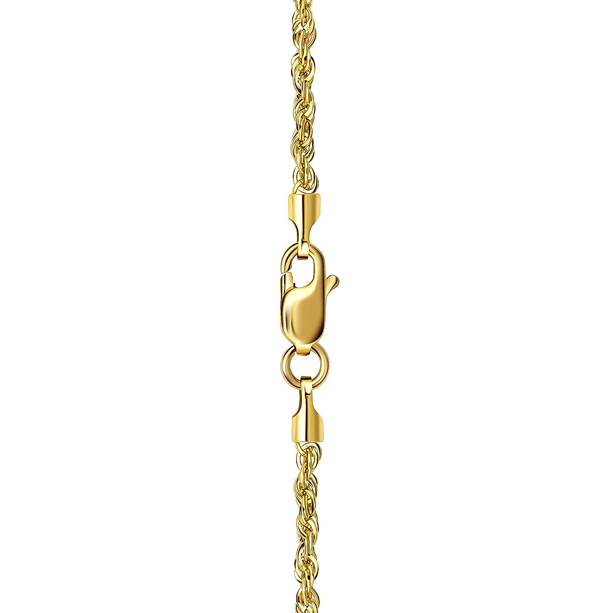 PORI JEWELERS 18K Yellow Gold 1.5MM, 1.8MM, 2MM, 2.5MM, 3MM, 4MM, or 5MM Diamond Cut Rope Chain Necklace Unisex Sizes 16"-30" (1.5MM, 20)