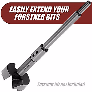 Fulton 6 inch Long Forstner Bit Extension for Adding Over 5-5/8 inches of Drilling Depth to Your Forstner Bit. for Wood Turners, Furniture, Carpentry and Construction