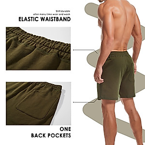 AMY COULEE Mens Athletic Workout Shorts 5.5" Cotton Casual Shorts Elastic Waist Joggers Sports Sweat Shorts (Army Green, M)