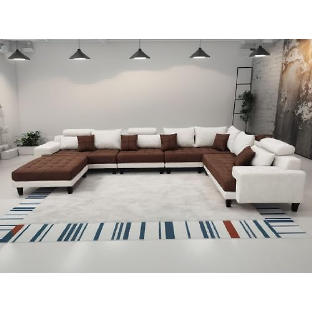 Stendmar Reversible Multifunction 5pc 2-Tone Microfiber Big Sectional Couch Sofa S150DNE