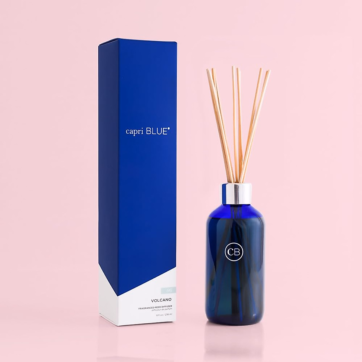 Capri Blue Volcano Reed Diffuser Set - Includes Reed Diffuser Sticks, Fragrance Oil, and Glass Bottle - Luxury Scented Room Fresheners - Cobalt Blue (8 fl oz)