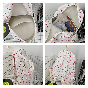 Kawaii Backpack for Teen Girls Lovely Cute Cherry Bookbag Casual Schoolbag with Laptop Compartment (Pink)