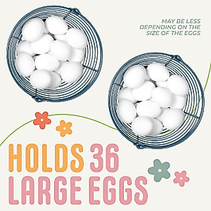 CONCORD 8" Egg Basket For Storage Collecting and Transporting Chicken and Duck Eggs. Farm Grade Wire Baskets. 2 Pack (Blue)