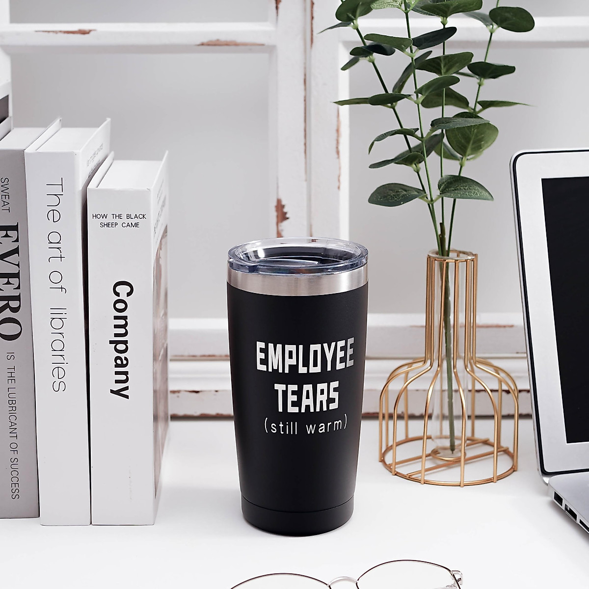 ARIABLE Employee Tears - Boss Day Christmas Gifts for Boss from Employee - Best Gift Ideas for World Best Boss Ever, Assistant, Men, Birthday, Principal, Office, 20oz Engraved Tumbler, Black