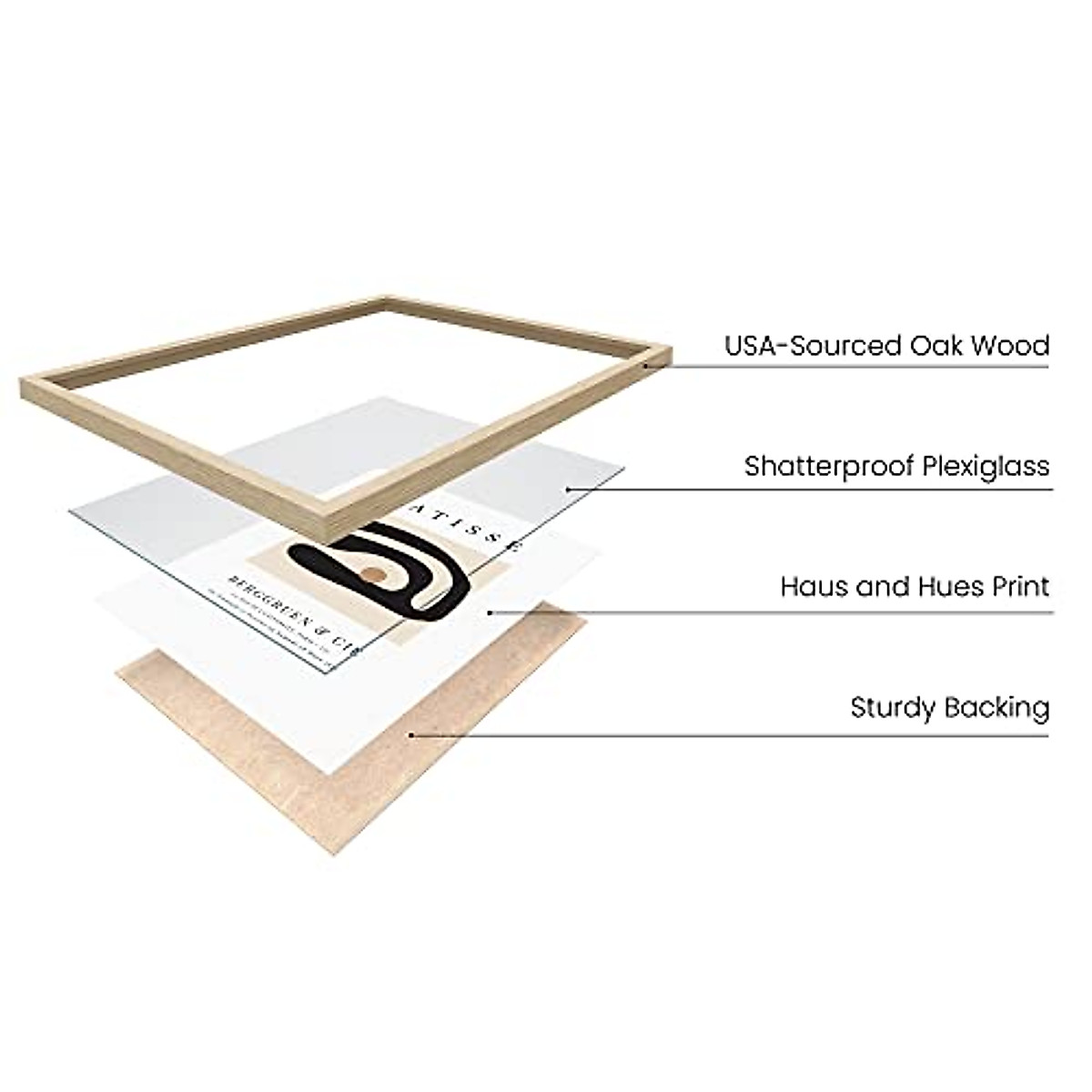 HAUS AND HUES Henri Matisse Prints and Posters Matisse Paper Cutouts and Art Exhibition Poster Matisse Poster Prints Matisse Paintings Abstract Art Prints Wave Leaf Matisse Framed Beige - 12x16