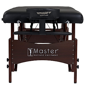 Master Massage Roma II Portable Massage Table Bed Package with 2.5" Cushion, Half Round Bolster, Disposable Face Cover, Black, 30" Salon Beauty Tattoo Lash Facial Bed(Roma II with Ambient Light)