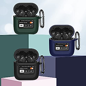 LDSXAY Compatible with JBL Tour Pro 2 Case Cover, Soft Silicone Shockproof Protective Skin Case for JBL Tour Pro 2 Wireless Earbuds 2023 with Keychain, LCD Touch Screen Visible (Black)