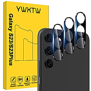 YWXTW 3 Pack for Samsung Galaxy S23 / S23 Plus Camera Lens Protector, 9H Tempered Glass S23/S23 Plus Camera Cover, Anti Scratch, Case Friendly