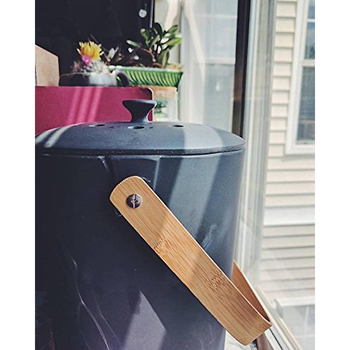 Bamboozle Kitchen Compost Bin – Indoor Countertop Food Composter, Made of Sustainable Bamboo Fiber | Graphite Color