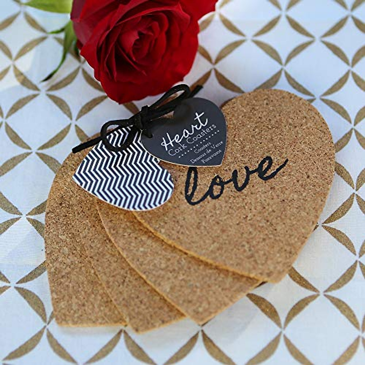 Kate Aspen Heart Cork Coasters, Set of 4