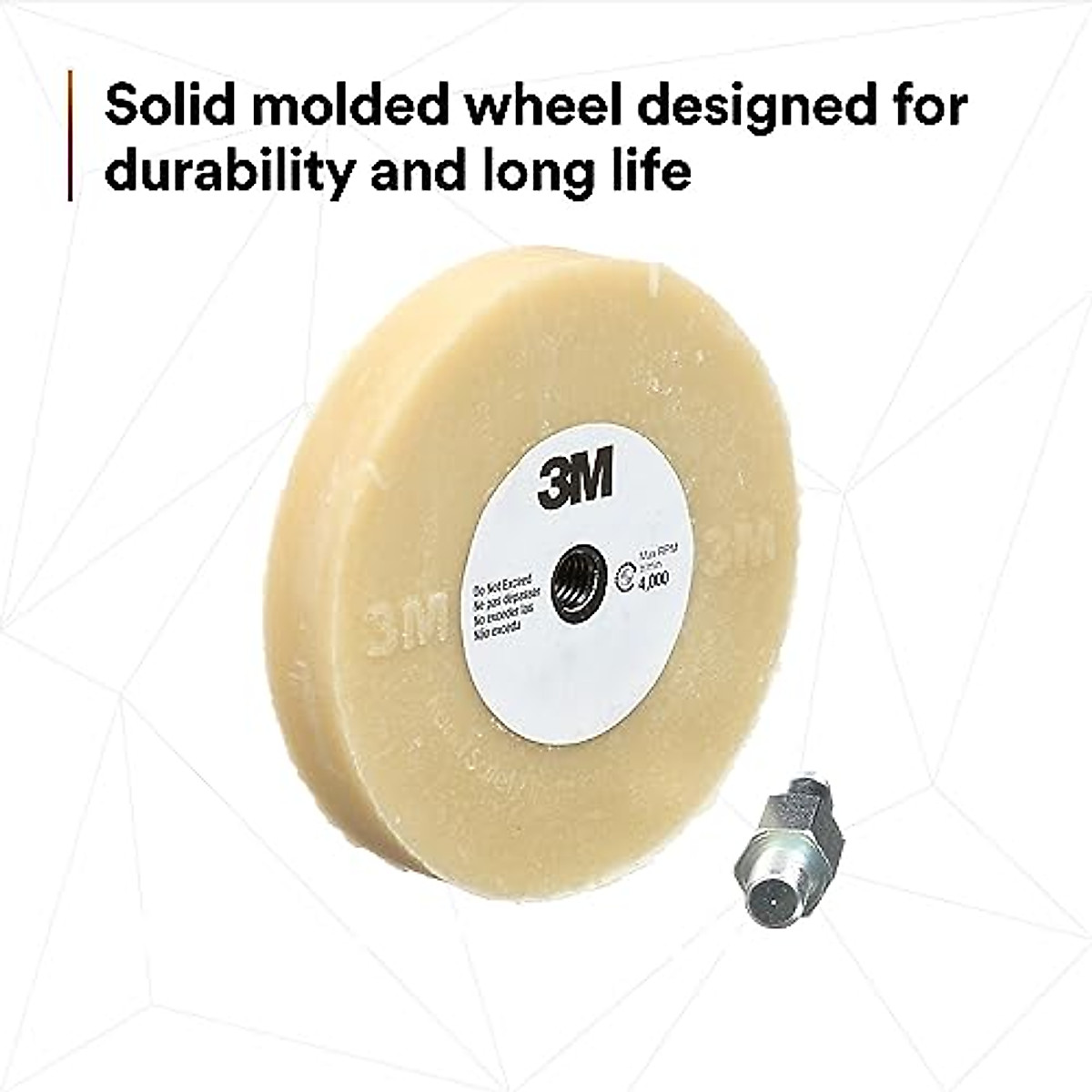 3M Stripe Off Wheel Adhesive Remover Eraser Wheel Removes Decals, Stripes, Vinyl, Tapes and Graphics 4” diameter x 5/8” thick 3/8-16 threaded mandrel 07498 Pack of 1
