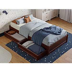 AFI, Barcelona Twin Panel Platform Bed with Storage Drawers, Walnut
