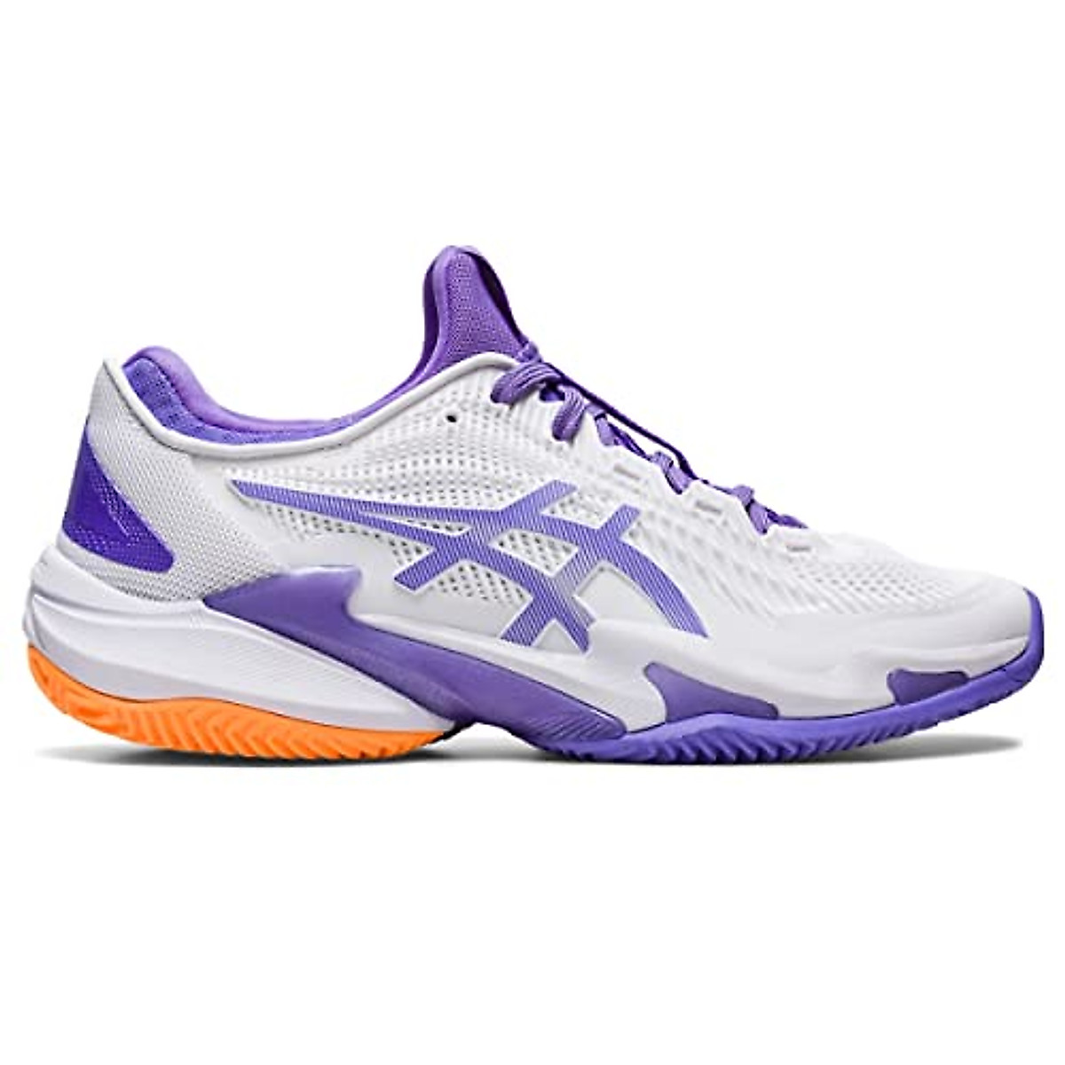 ASICS Women's Court FlyteFoam 3 Clay Tennis Shoes, 7.5, White/Amethyst