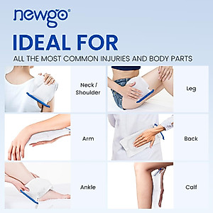 NEWGO Refillable Ice Bags with Clamp Closure [Pack of 2] Large 7 X 4.6, Reusable Easy Filling Hospital Ice Pack with Soft Outer Covering and Leak Resistant Inner Layer