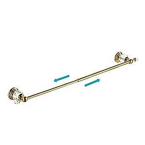 WOLIBEER Polished Gold Towel Bar,Crystal Towel Holder Adjustable Towel Rack Expandable Rail Bathroom Accessories Wall Mounted