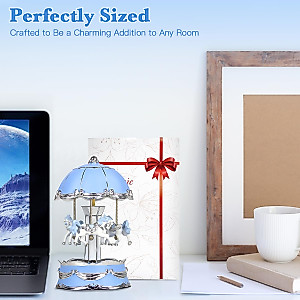 Saeifin Carousel Horse Music Box Gifts U R My Sunshine,Color Changing LED Lights Musical Carousel for Girls Women Mom Daughter,Christmas Anniversary Valentines Day Present Birthday Gifts (Blue)