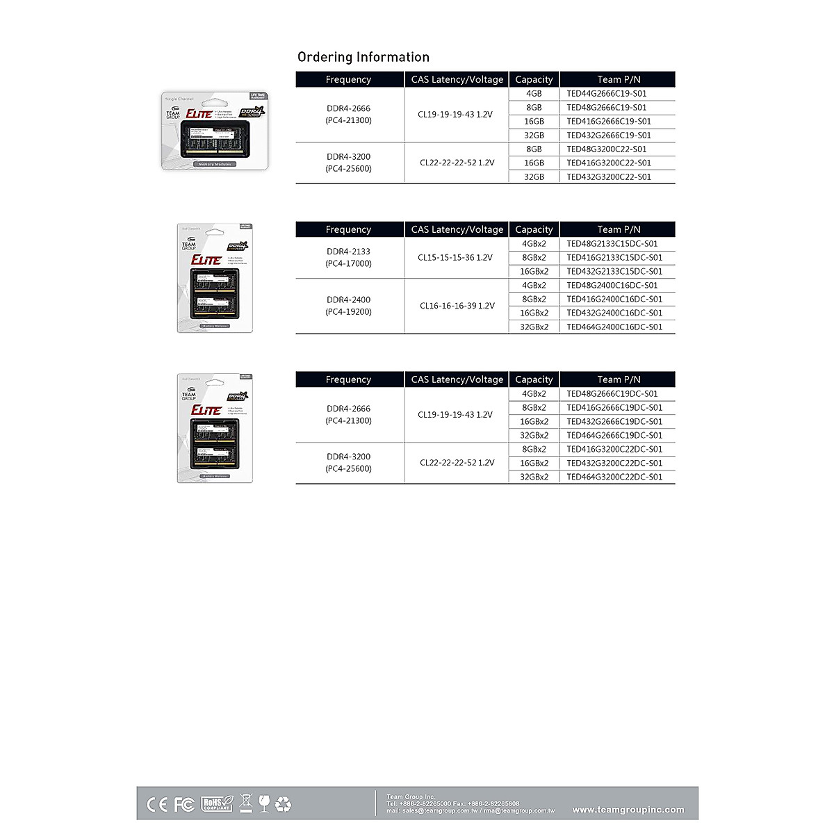 TEAMGROUP Elite DDR4 32GB Kit (2 x 16GB) 2666MHz PC4-21300 CL19 Unbuffered Non-ECC 1.2V SODIMM 260-Pin Laptop Notebook PC Computer Memory Module Ram Upgrade - TED432G2666C19DC-S01