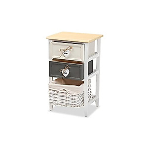 Baxton Studio Diella Modern and Contemporary Multi-Colored Wood 2-Drawer Storage Unit with Basket