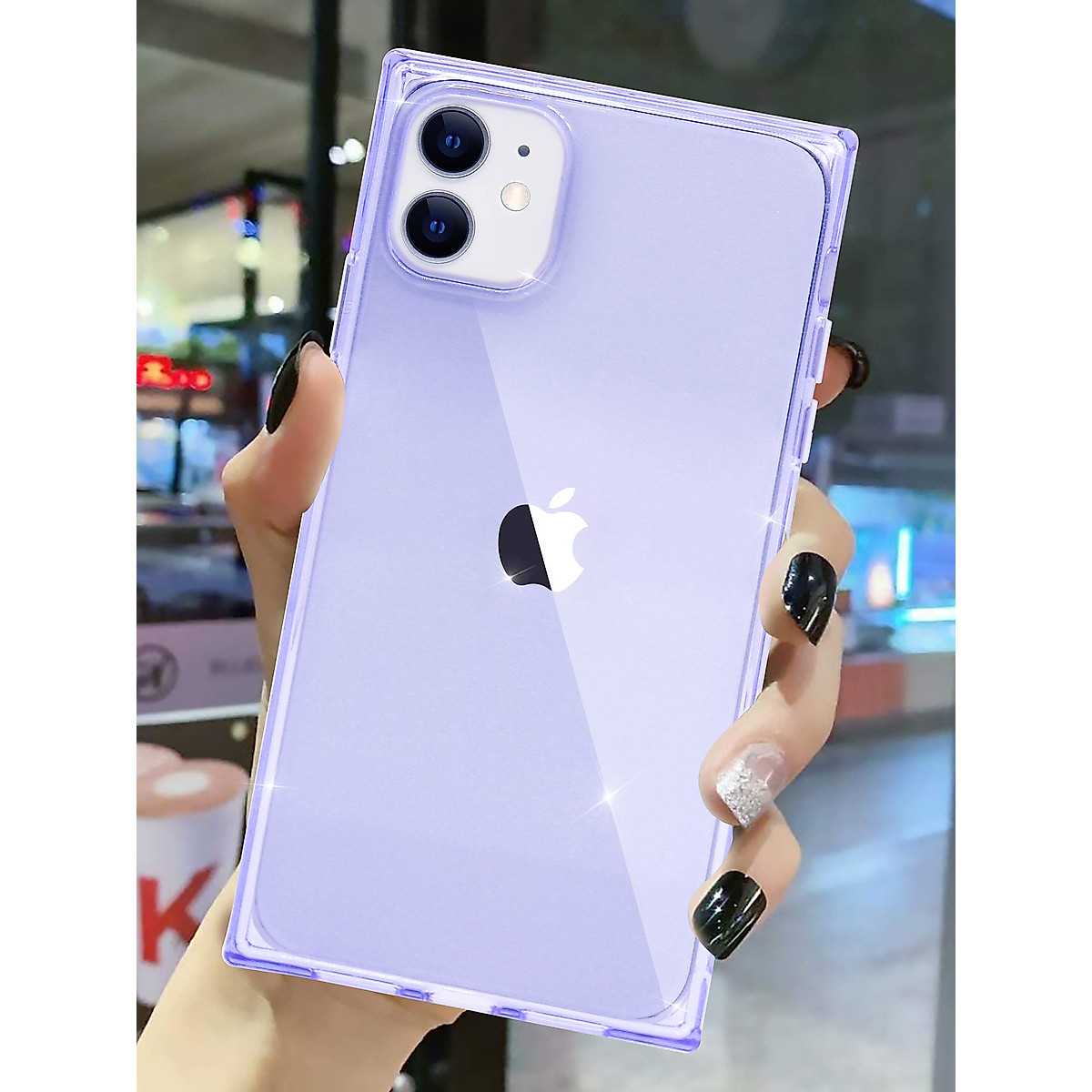 niufoey Compatible with iPhone 11 Case Square Transparent Anti-Scratch Reinforced Corners Shockproof Flexible Protective TPU Ultra Thin Slim Cases Cover for iPhone 11 6.1 inches (Clear/Light Purple)