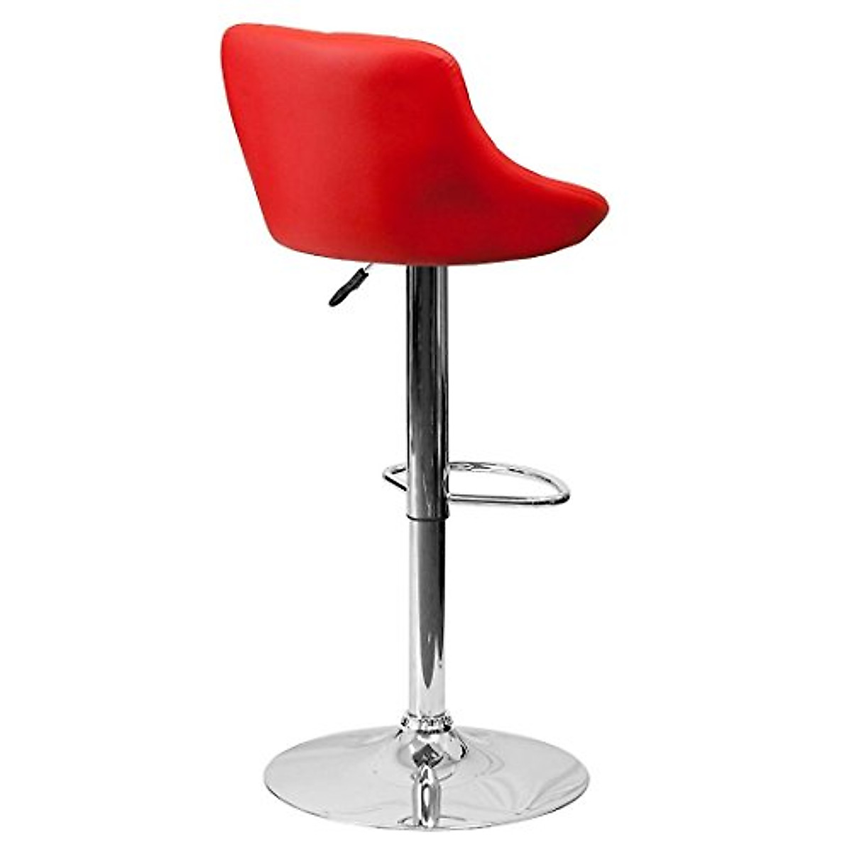 KLS14 Contemporary Bar Stool Bucket Seat Design Hydraulic Adjustable Height 360-Degree Swivel Seat Sturdy Steel Frame Chrome Base Dining Chair Bar Pub Stool Home Office Furniture - Set of 2 Red #1984