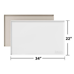 BASIN - Under Sink Mat - Cabinet Liner - The ORIGINAL Silicone Under Sink Mats For Kitchen Waterproof - House Organization Must Haves - New Home Must Haves - Large Silicone Mat Drip Tray 34"x22" White