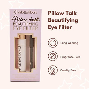 Charlotte Tilbury Pillow Talk Mascara & Eyeliner Beautifying Eye Filter Set:: Push Up Lashes Volumizing & Lengthening Mascara for Eyelashes and Pillow Talk Eyeliner