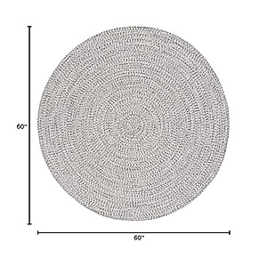 SAFAVIEH Braided Collection 5' Round Grey/Ivory BRA201F Handmade Farmhouse Entryway Foyer Living Room Bedroom Kitchen Area Rug