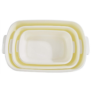 Home-X Rectangle Food Storage Containers, Microwave Cookware, Easy Storage – 21 oz / 27 oz / 81 oz Capacity - Set of 3 – Cream