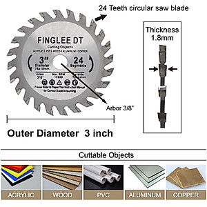 FINGLEE DT Wood Saw Blade TCT Circular Cutting Blade for Woodworking (3pc 3 inch)
