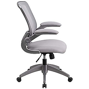 Flash Furniture Kale Mid-Back Gray Mesh Swivel Ergonomic Task Office Chair with Gray Frame and Flip-Up Arms