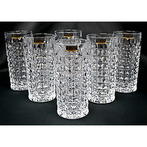 Crystal Glass Water Tumblers set of 6, Highball Glasses 8oz, Cocktail glasses, Old Fashioned, Bohemia Czech, Crystal Gift, Wedding decor