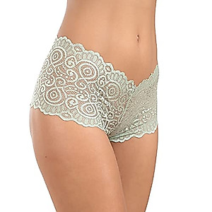 Alyce Intimates Pack of 10 Womens Lace Boyshort Panty, Regular to Plus Size