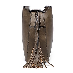 seOSTO Medium Women Crossbody Purse Bag with Tassel (Khaki)