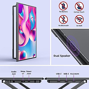 Upperizon Portable Monitor Bundle [15.6inch 4K & 16inch 2.5K] HDR IPS USB-C Travel Monitor Dual USB-C Mini HDMI Portable Display for MacBook Laptop PC Surface Xbox Switch PS5