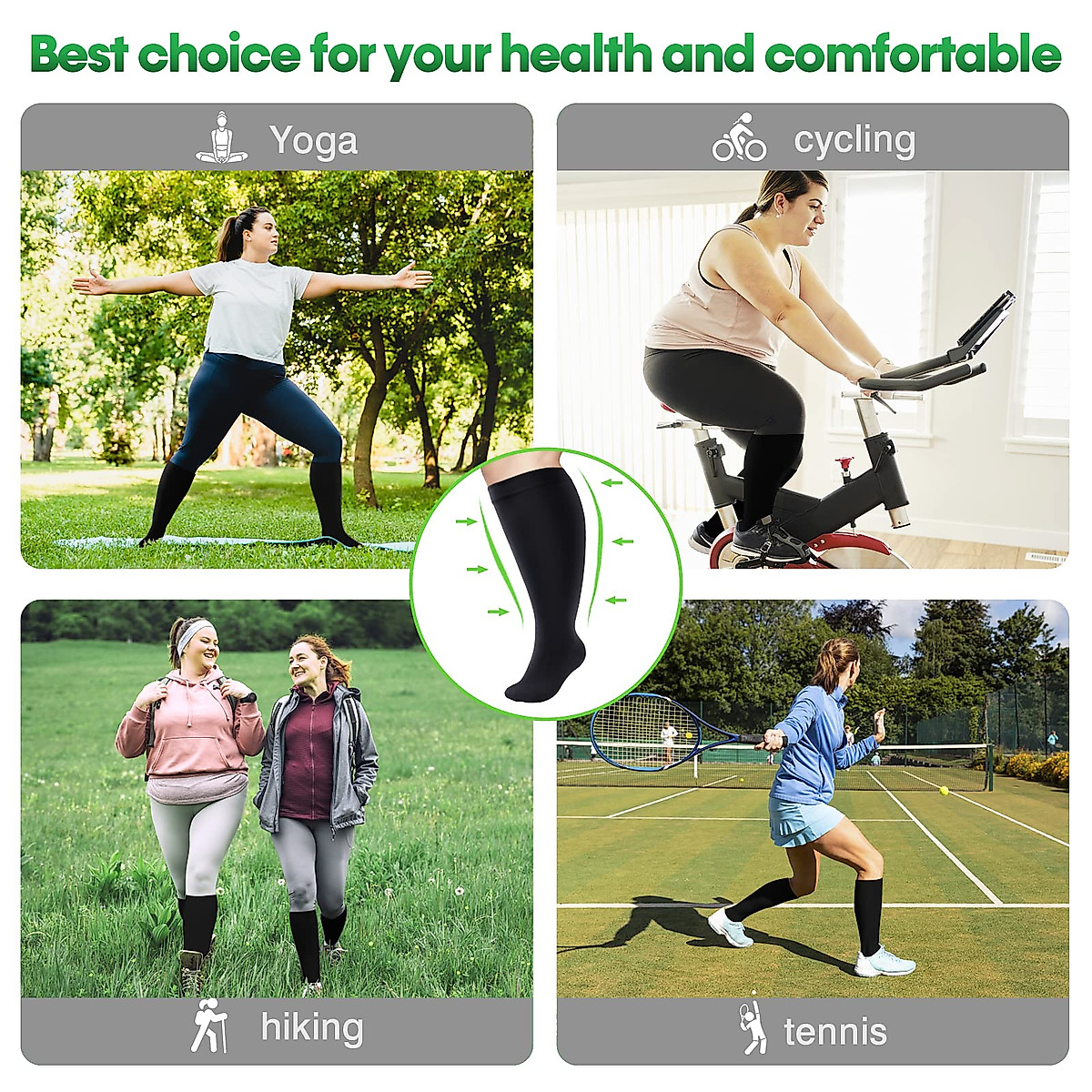 NATURE EVO 1 Pair Compression Socks for Women &Men Wide Calf, Plus Size Compression Socks For Women &Men 15-20 mmhg,Knee High,compression stockings for women