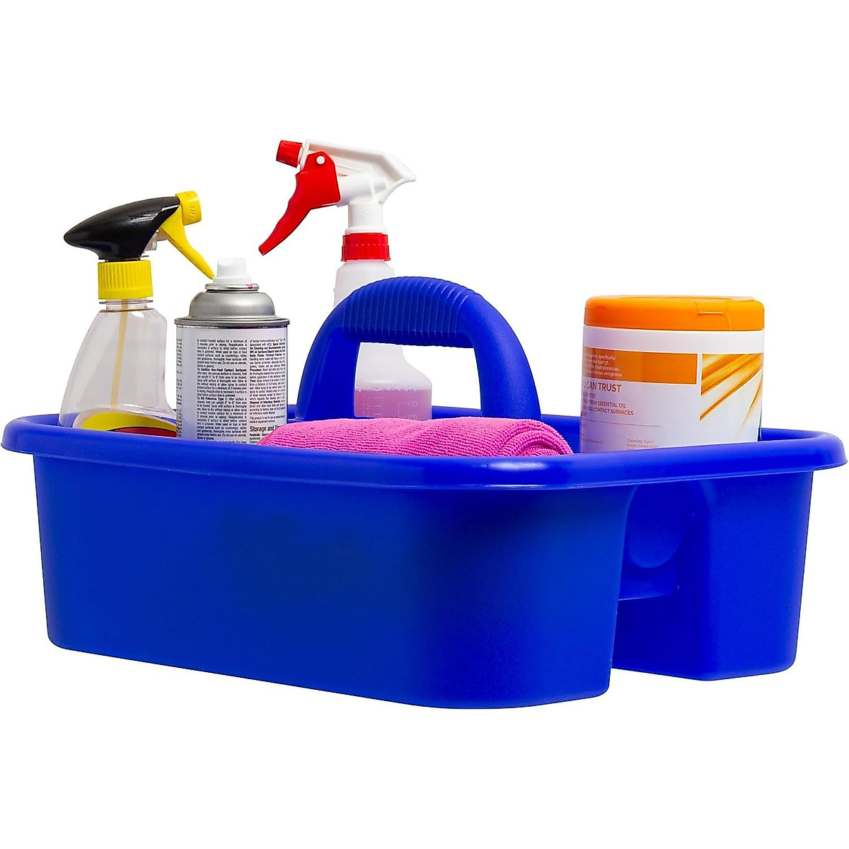 Akro-Mils 09185 Plastic Tote Tool & Supply Cleaning Caddy with Handle, (18-3/8-Inch x 13-7/8-Inch x 9-Inch), Blue (09185BLUE)