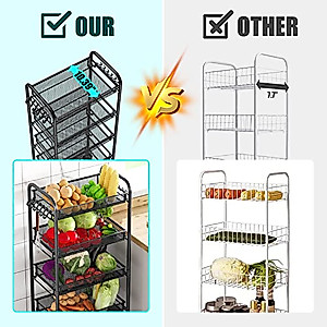 HomeHom 5 Tier Utility Rolling Cart, Multipurpose Utility Cart with 12 Hooks, Storage Cart Craft Cart Organizer for Bathroom Laundry Kitchen, Book Art Snack Lash Makeup Diaper cart, Black