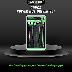 SWANLAKE 20PCS Power Nut Driver Set for Impact Drill, 1/4” Hex Head Drill Bit Set SAE and Metric