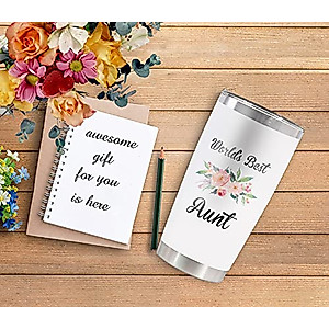 Waldeal Worlds Best Aunt Birthday Gifts for Women, 20oz Stainless Steel Tumbler Cup with Lid, Insulated Travel Coffee Mug