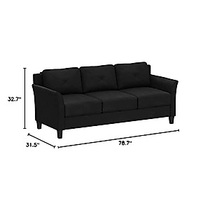 Lifestyle Solutions HRFKS3BK Grayson Sofa, 78.7" W x 31.5" D x 32.7" H, Black