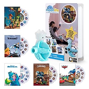 Moonlite Mini Projector with 5 Stories - New Way to Read Stories Together - 5 Digital Stories with Light Projector Including Cars, Incredibles - Gifts for Kids Ages 2 and Up