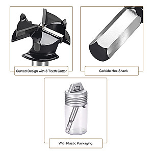 uxcell Forstner Wood Boring Drill Bit 35mm Dia. Hole Saw Carbide Alloy Steel Tip Hex Shank Cutting Tool for Plywood Wood