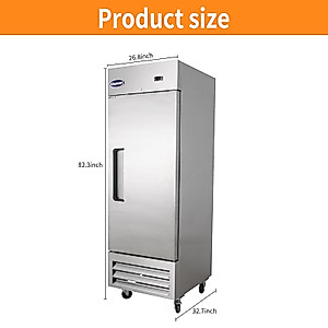 CHUMART 27" Commercial Freezer with Single Solid Door, 23 Cu.ft Fan Cooling Stainless Steel Upright Freezer, LED Lighting, 3 Shelves for Restaurant, Commercial Kitchen, Home,Bar, Shop, etc