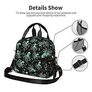Yrindyiz Octopus Lunch Box, Insulated Lunch Bag Portable Lunch Box Tote with Adjustable Shoulder Strap for Girls Women Boys Men (Octopus)