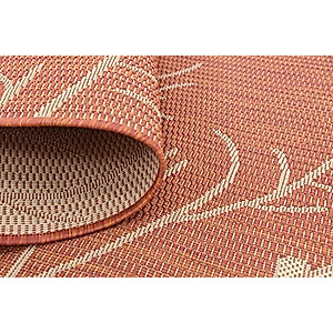 Unique Loom Outdoor Botanical Collection Area Rug - Branch (7' 1" x 10' Rectangle, Terracotta/ Beige)