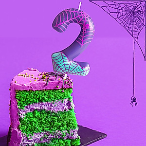 Purple Spider 3rd Birthday Candles Spider Themed Number 3 Candle Cake Topper Spider Cartoon Birthday Cake Decorations for Boys Girls Kids Party Supplies